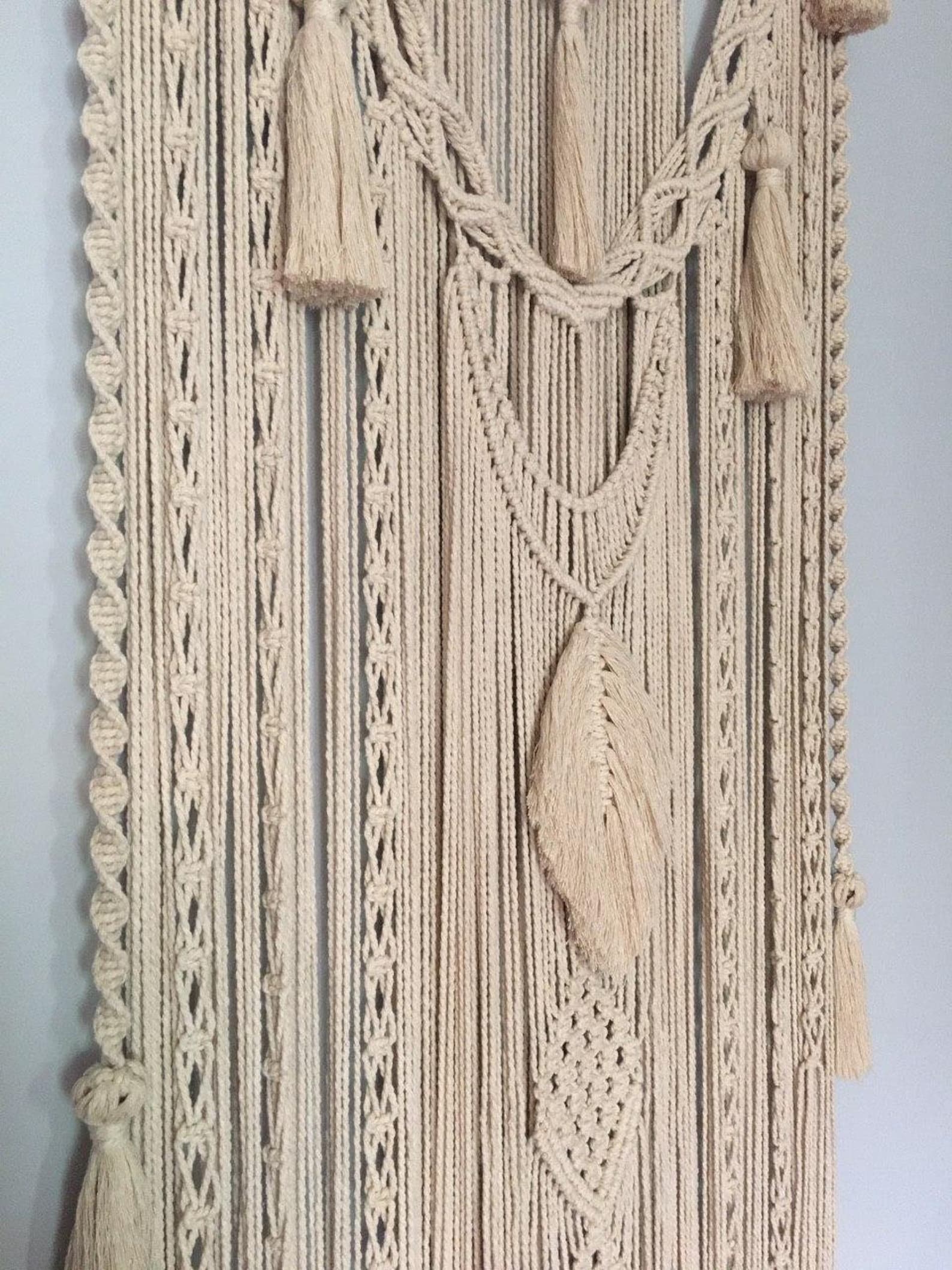 Extra Long Woven Tapestry, Macrame Mural, Geometric Macrame Headboard ...