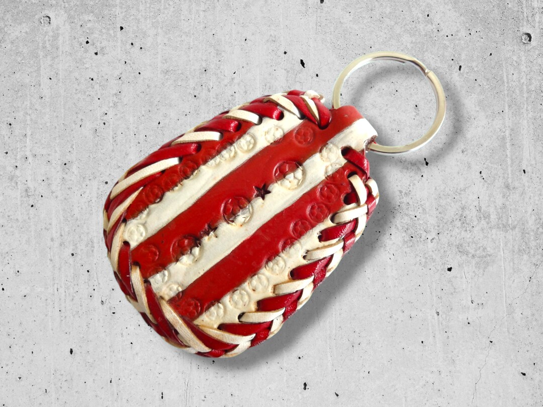 LEATHER KEYCHAIN FOOTBALL // Teardrop // Party Favor // Little Gift ...