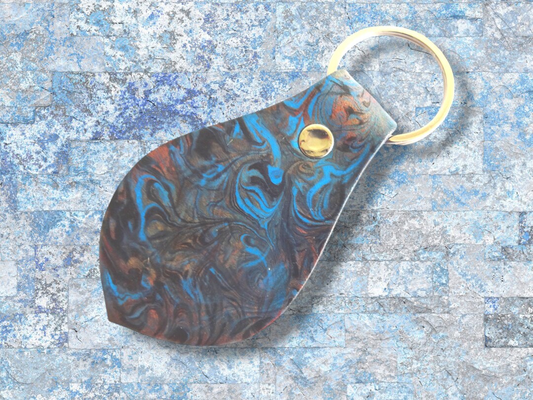 LEATHER KEYCHAIN MARBLE // Teardrop // Party Favor // Little Gift ...