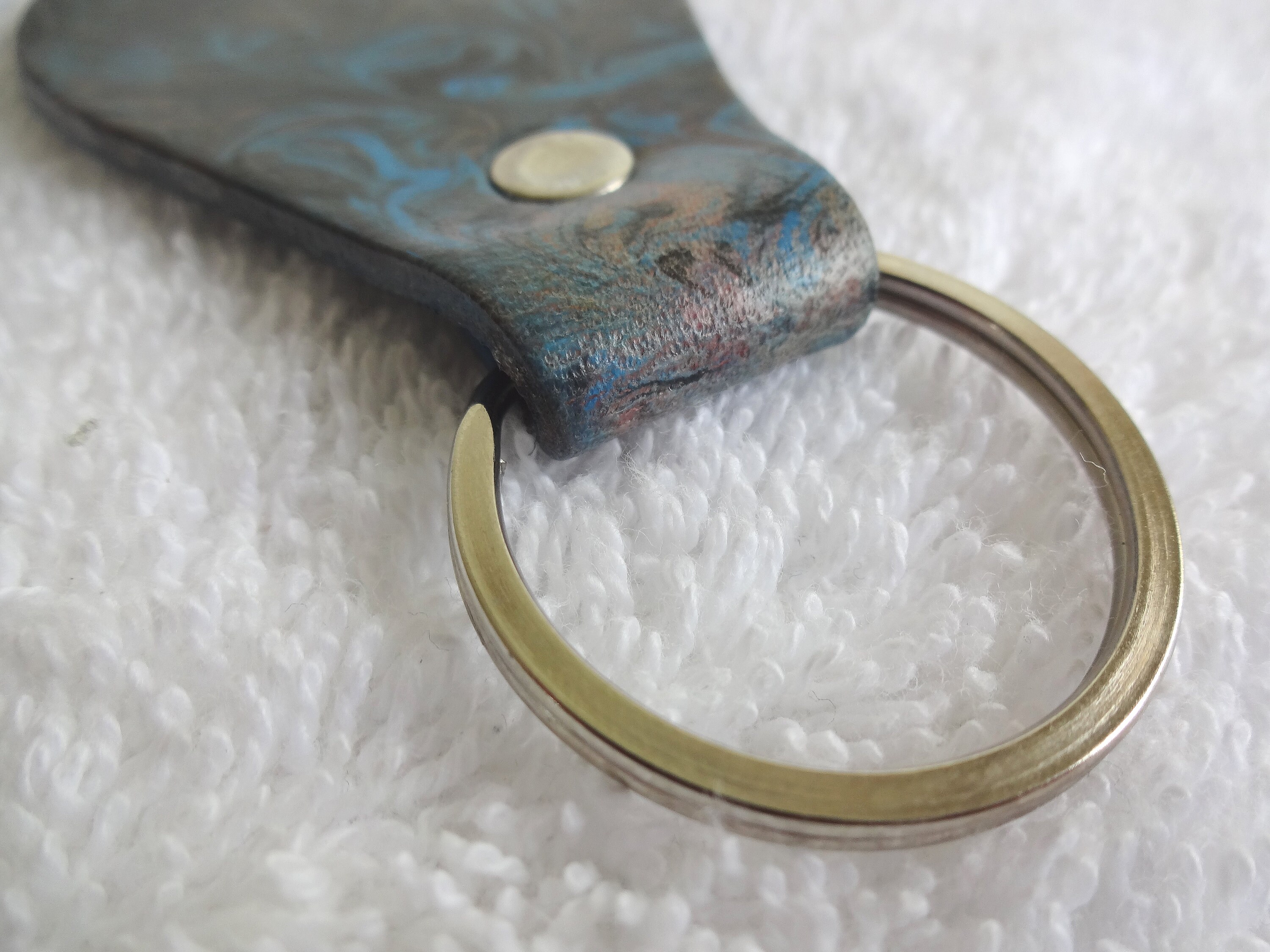 Hand Tooled Leather Key Fob, Marble Texture, Handbag Charm, Purse ...