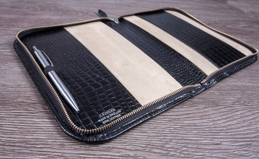 Deluxe Croc Leather A5 Notebook Cover: Zip Around, Pen Loop, Handmade ...