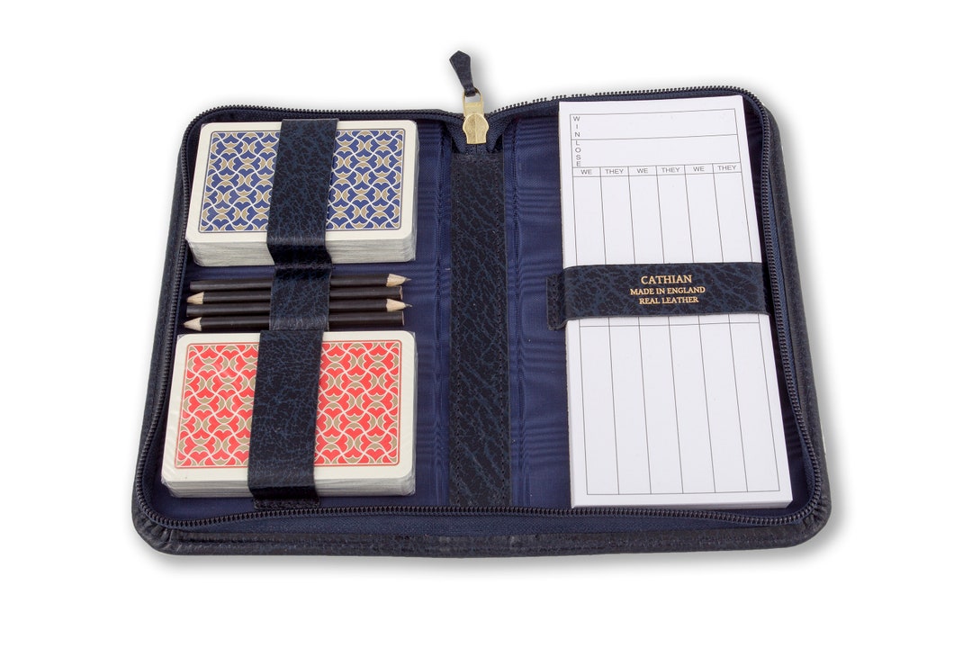 Handmade Leather Bridge Case: Travel Card Games Set - Etsy