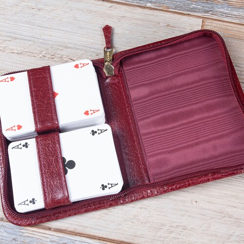 Personalised Double Deck Leather Playing Card Storage Case - Etsy UK