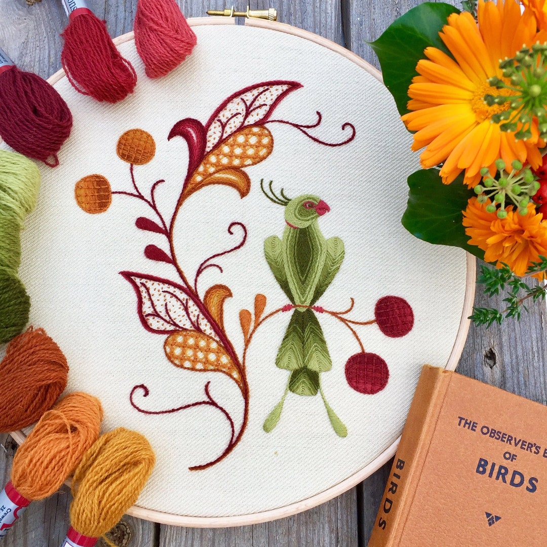 Crewel Kit Erica's Perch, Crewel Embroidery Kit Erica's Perch, Crewel ...