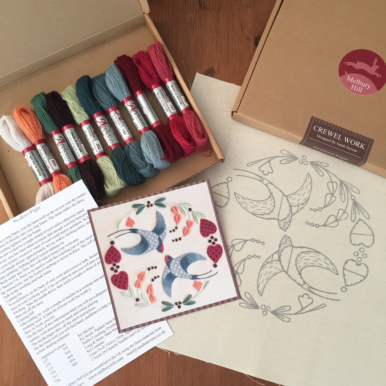 Crewel Work Embroidery Kit swallows Flight - Etsy