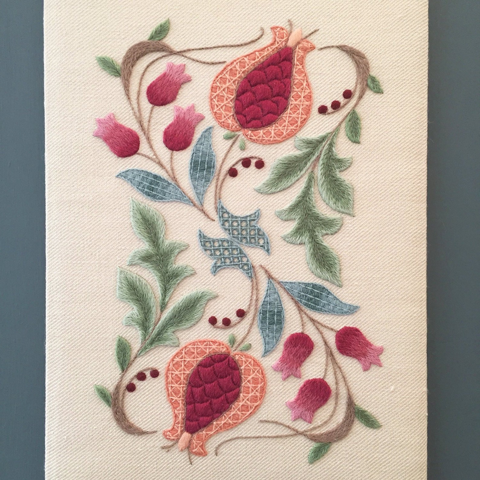 Crewel Work Embroidery Kit "pomegranates and Rowan" - Etsy