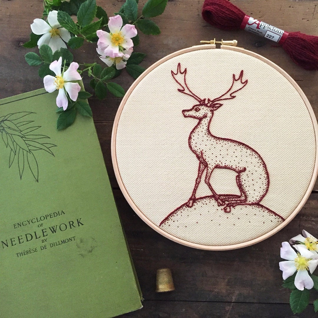 Crewelwork Embroidery Kit Heritage Deer, Embroidery Kit Heritage Deer ...