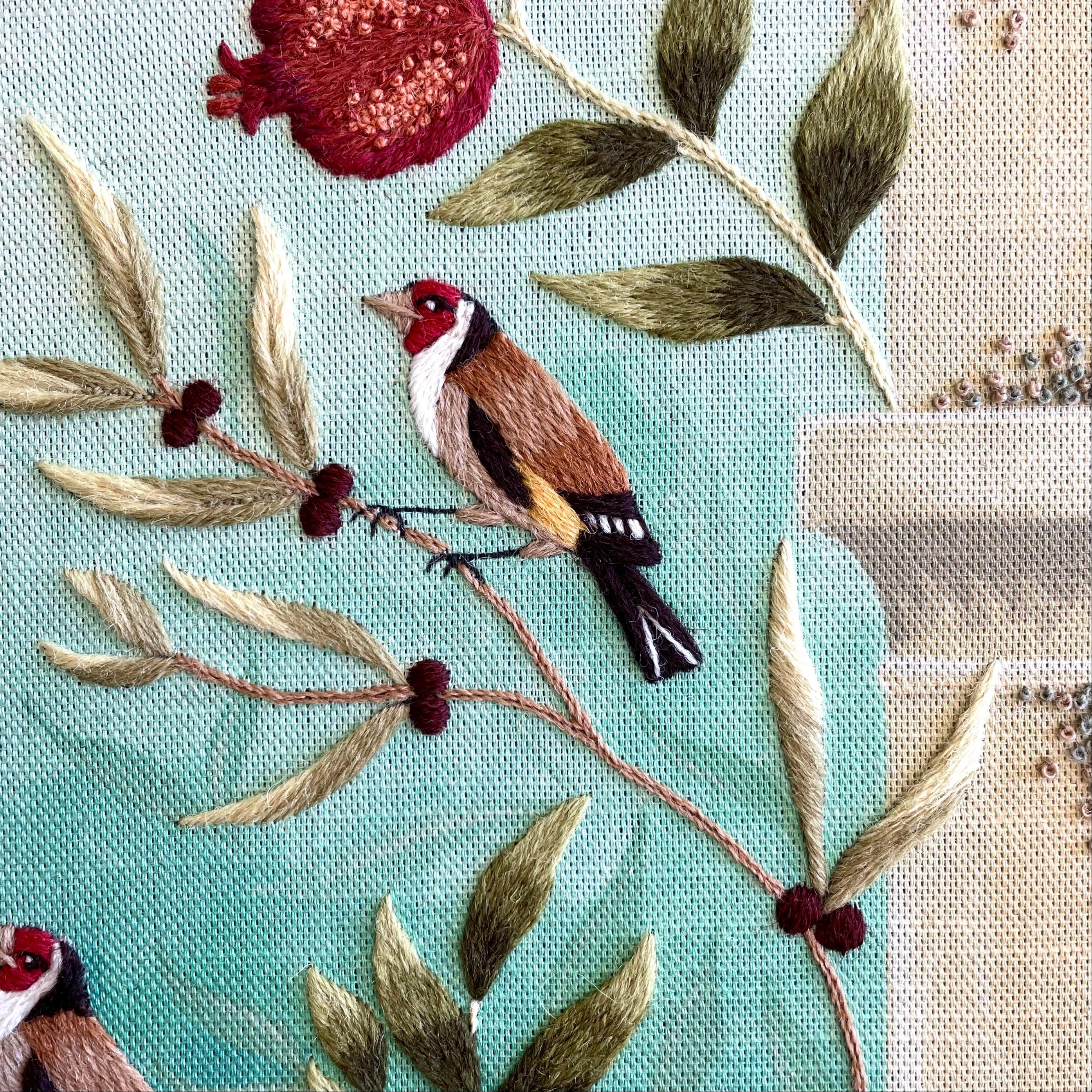 Crewel Work Embroidery Kit, 'goldfinch Fresco' - Etsy