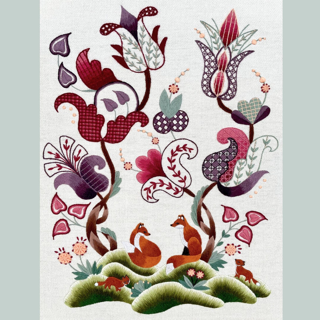 Crewel Work Embroidery Kit, A Jacobean Foxes Tale, Advanced Level - Etsy
