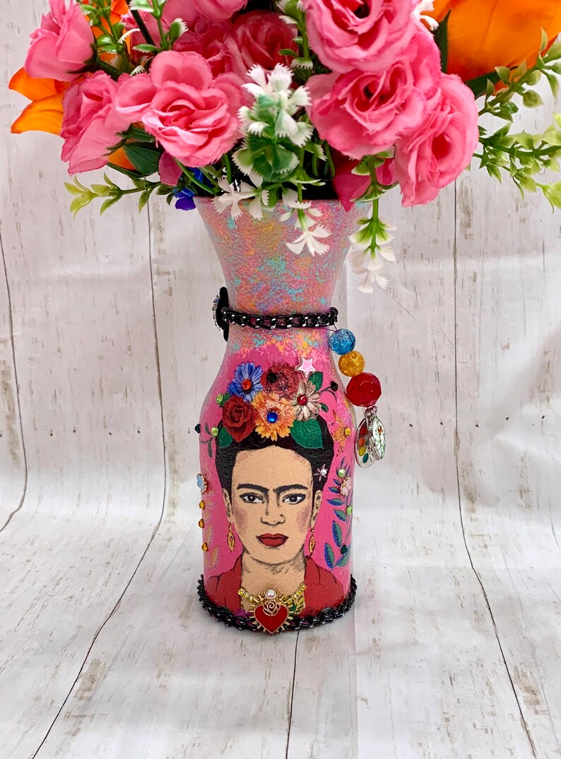 Frida Decor Frida Kahlo Glass Vase with Coordinating Silk | Etsy