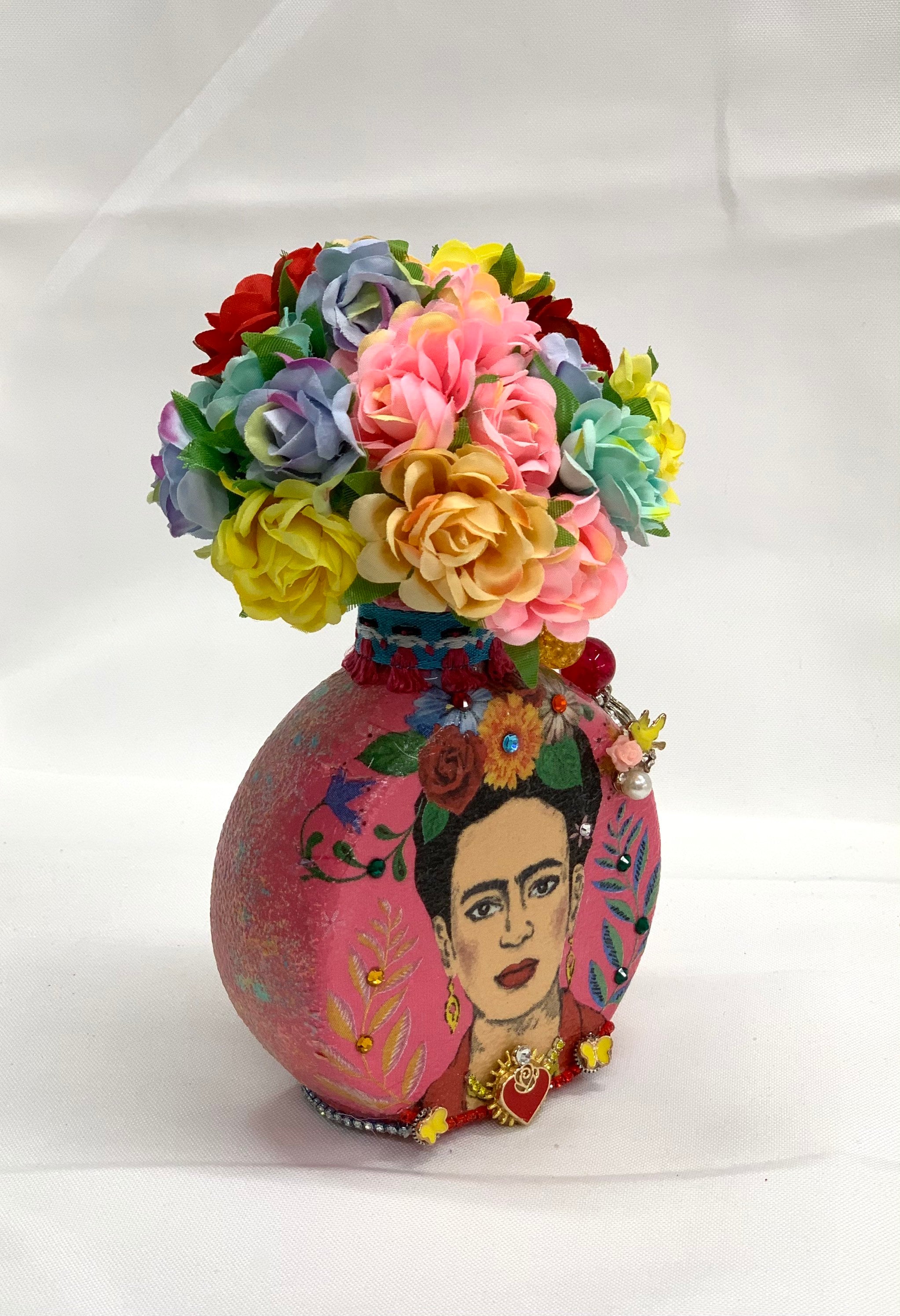 Frida Kahlo Decor Frida Kahlo Decoupaged Small Glass Vase | Etsy UK