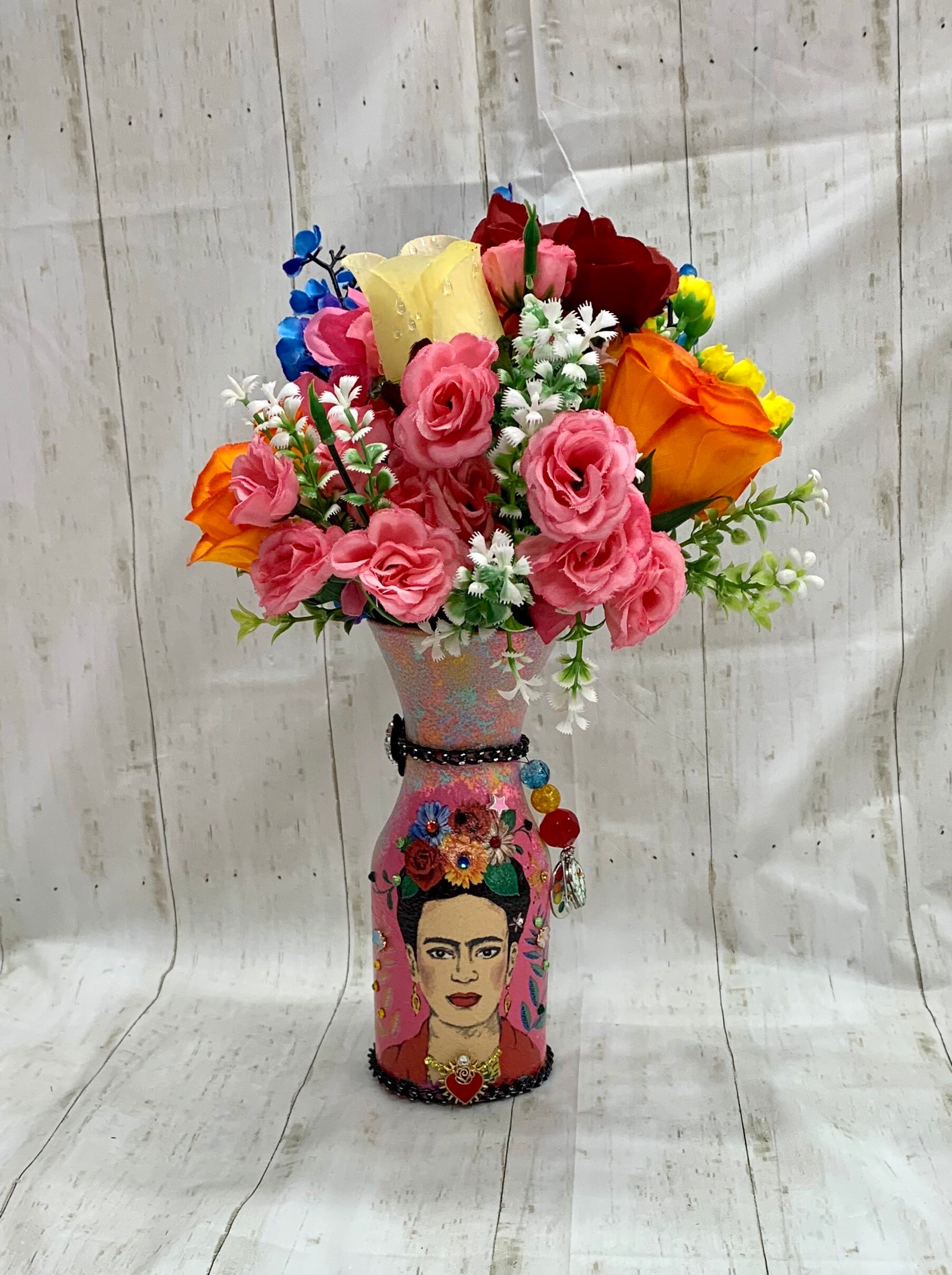 Frida Kahlo Decor Frida Kahlo Glass Vase With Coordinating - Etsy