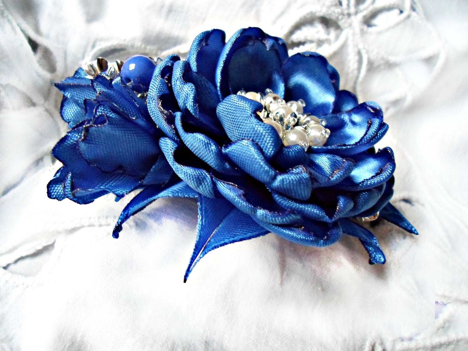 Flower Bridal Comb, Flower Comb, Floral Arrangement With Pearls Wedding ...