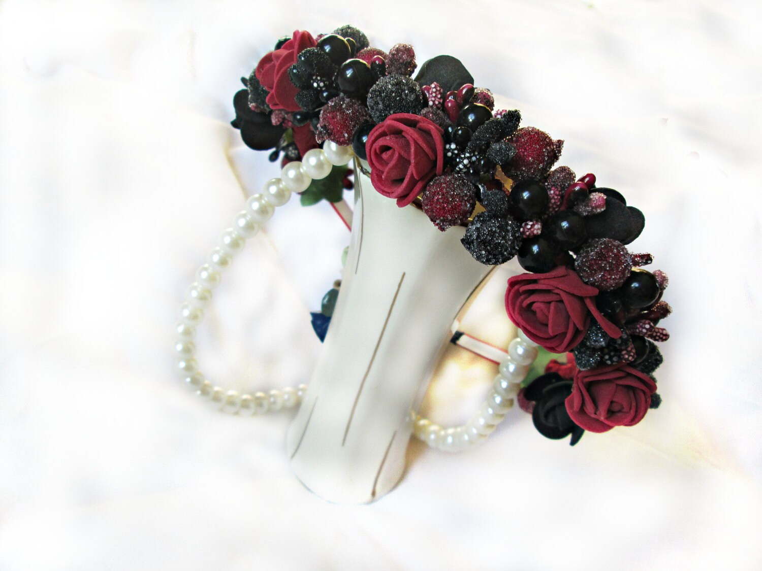 Red Rose Flower Crown,flower Crown,black Rose Headband,burgundy and ...