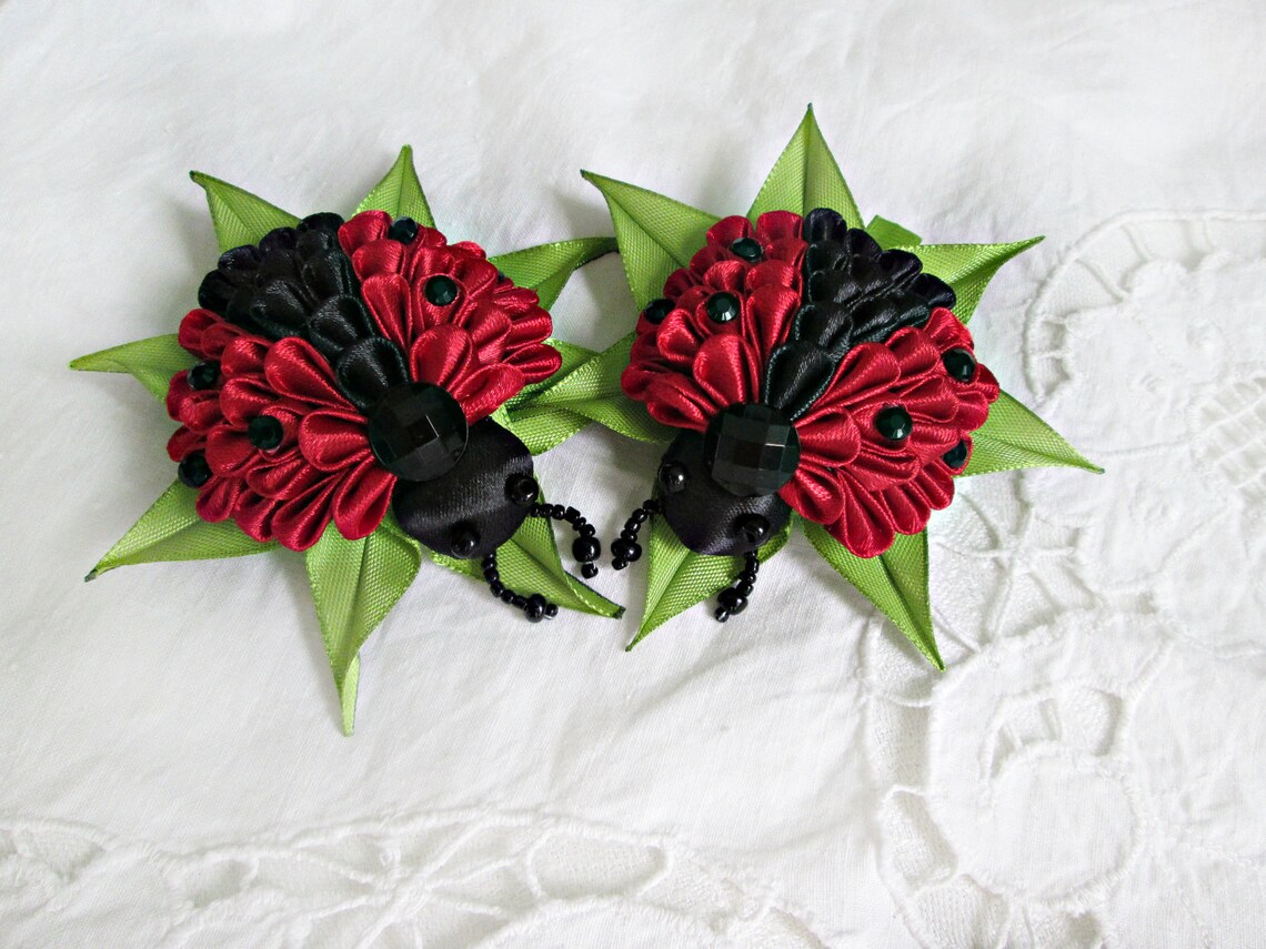 Kanzashi Hair Clip Ladybug Hair Clip Girls Hair Clip Red - Etsy