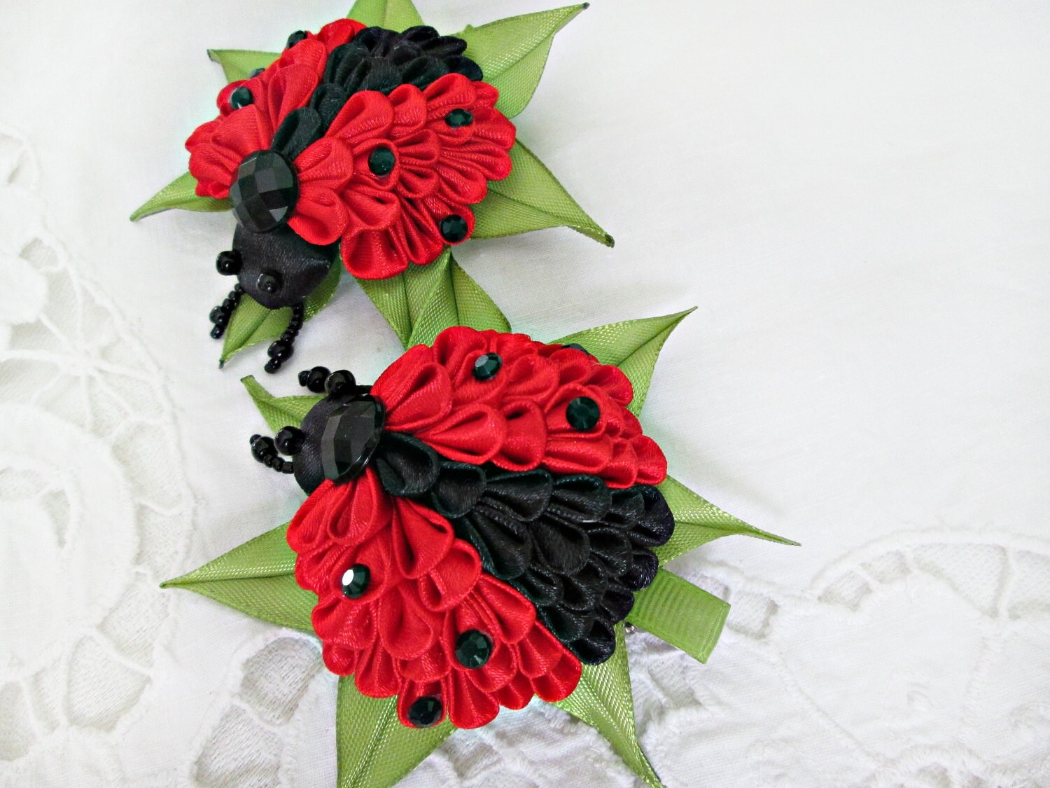 Kanzashi Hair Clip Ladybug Hair Clip Girls Hair Clip Red - Etsy