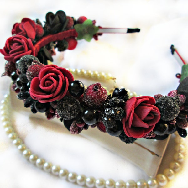 Red Rose Headband - Etsy