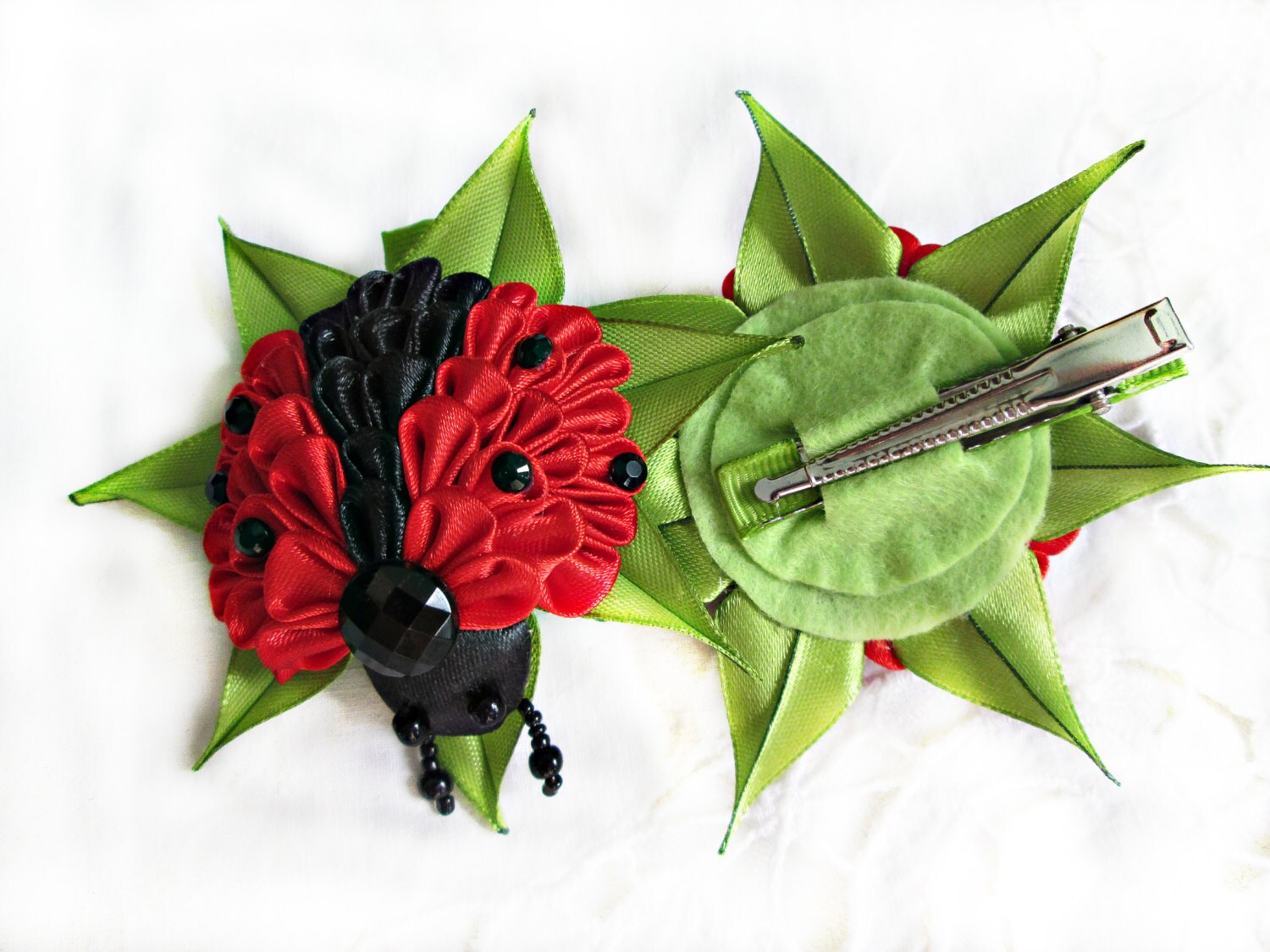 Kanzashi Hair Clip Ladybug Hair Clip Girls Hair Clip Red - Etsy