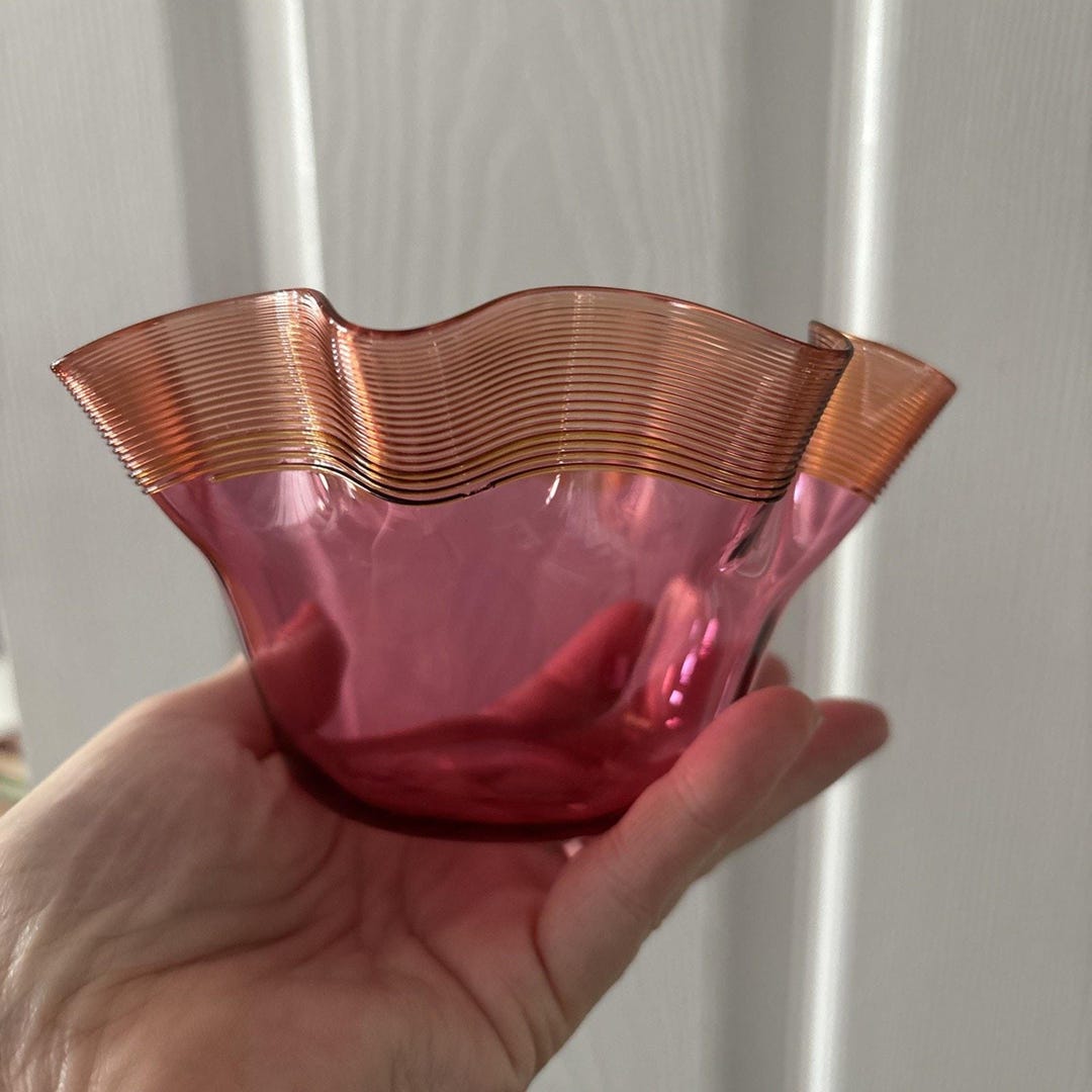 Antique STEVENS & WILLIAMS Art Glass Cranberry Finger Bowl Gold ...