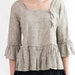 Linen Ruffle Top With Sleeves. Stylish Womens Linen Blouse With Bows ...