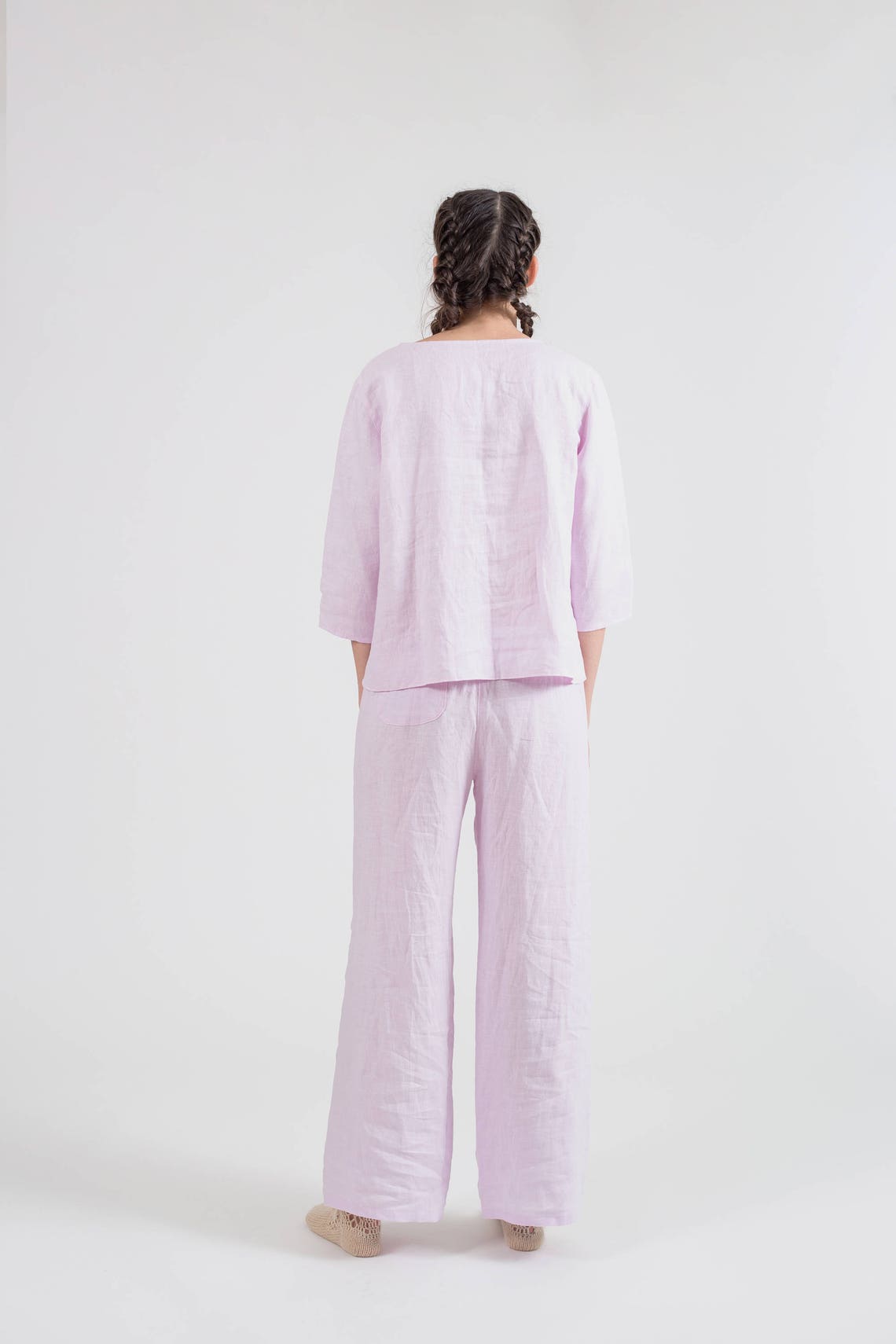 Pure Linen Pajamas Set for Women. Natural Linen Pants and - Etsy