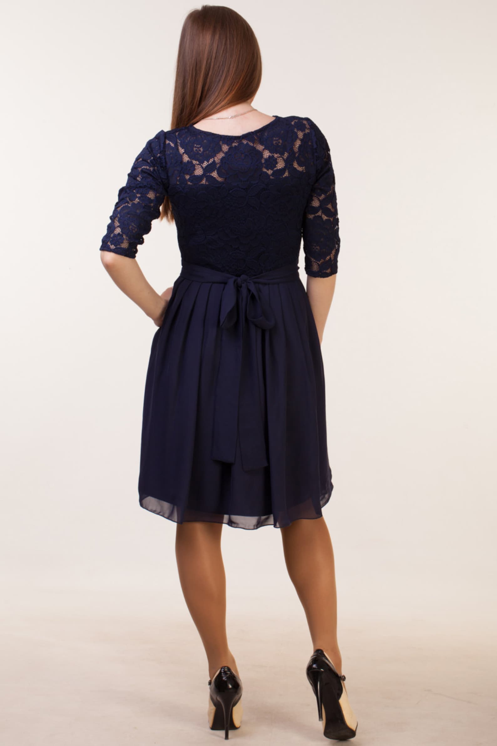 Short navy blue dress with sleeves. Navy bridesmaid knee | Etsy