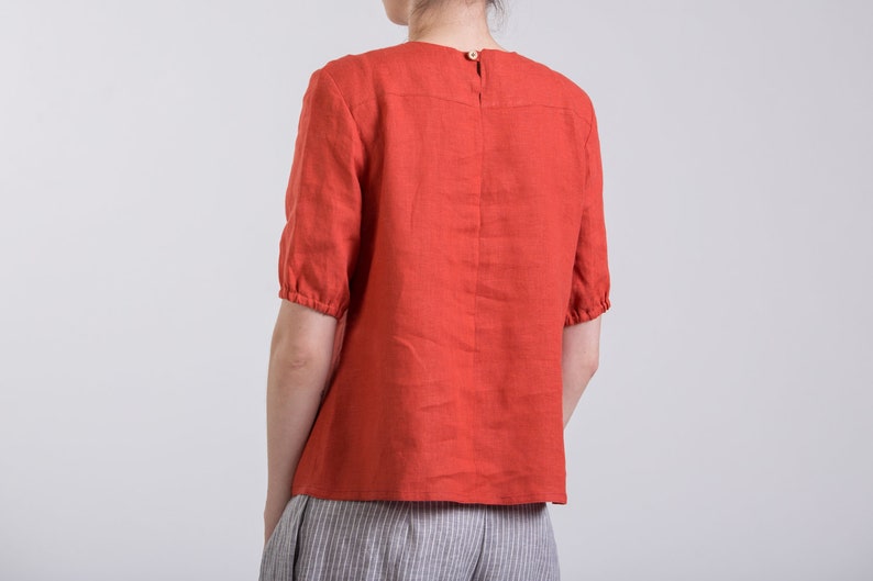 Simple Linen Top With Short Sleeves. Womens Pure Linen - Etsy