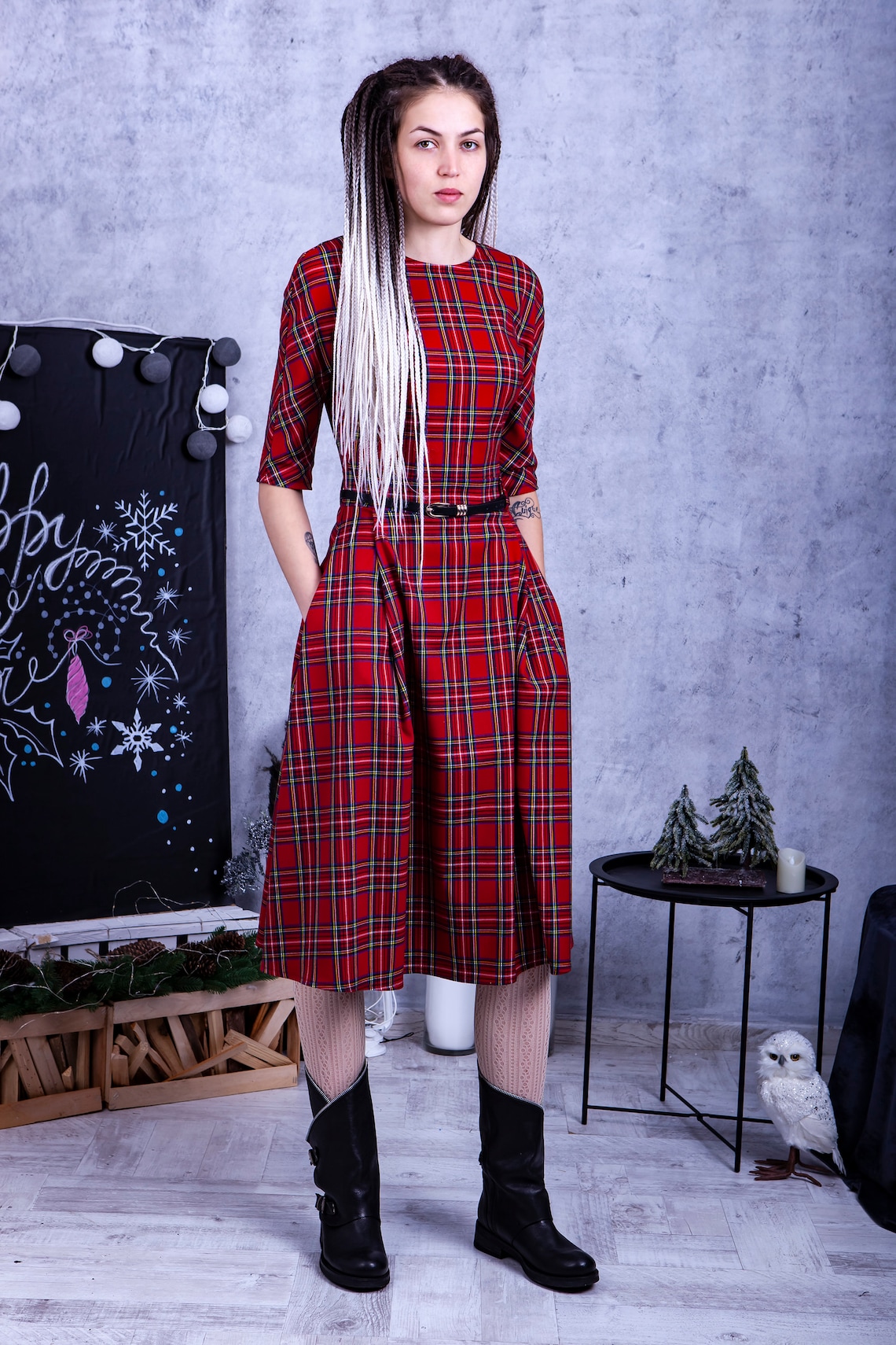 Christmas Plaid Cocktail Dress. Tartan Casual Dress With - Etsy UK