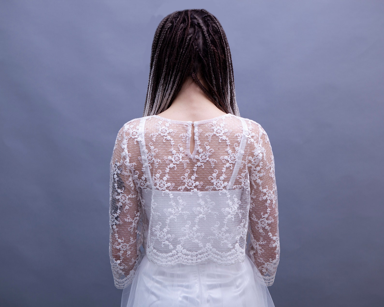 Floral Lace Top 3/4 Sleeves. Luxury Lace Blouse With Festoons. - Etsy