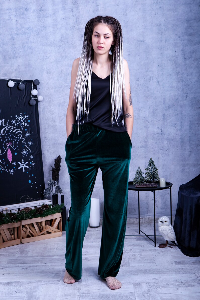 Velvet Pajamas Pants Women. Long Velvet Trousers Elastic - Etsy