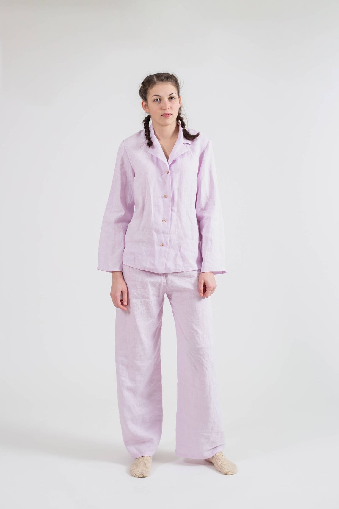 Linen Pajama Set for Women. Organic Pyjamas for Home Wear. Womens Linen ...