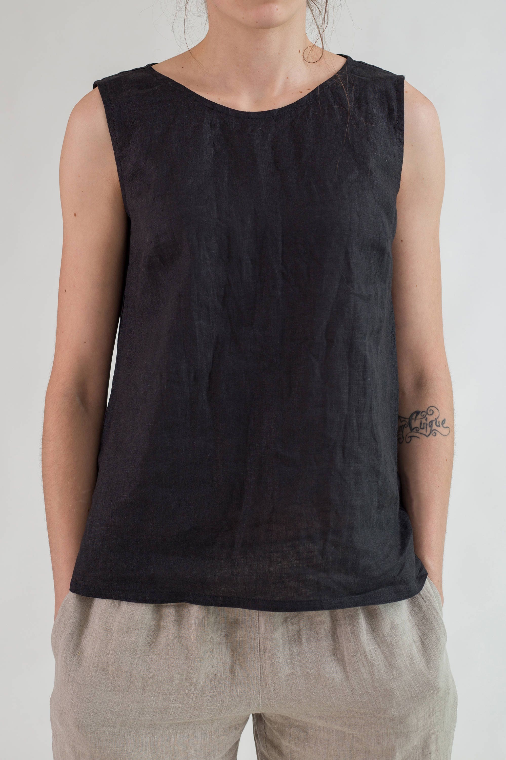Unbleached Linen Tank Women. Basic Linen Top Casual. | Etsy