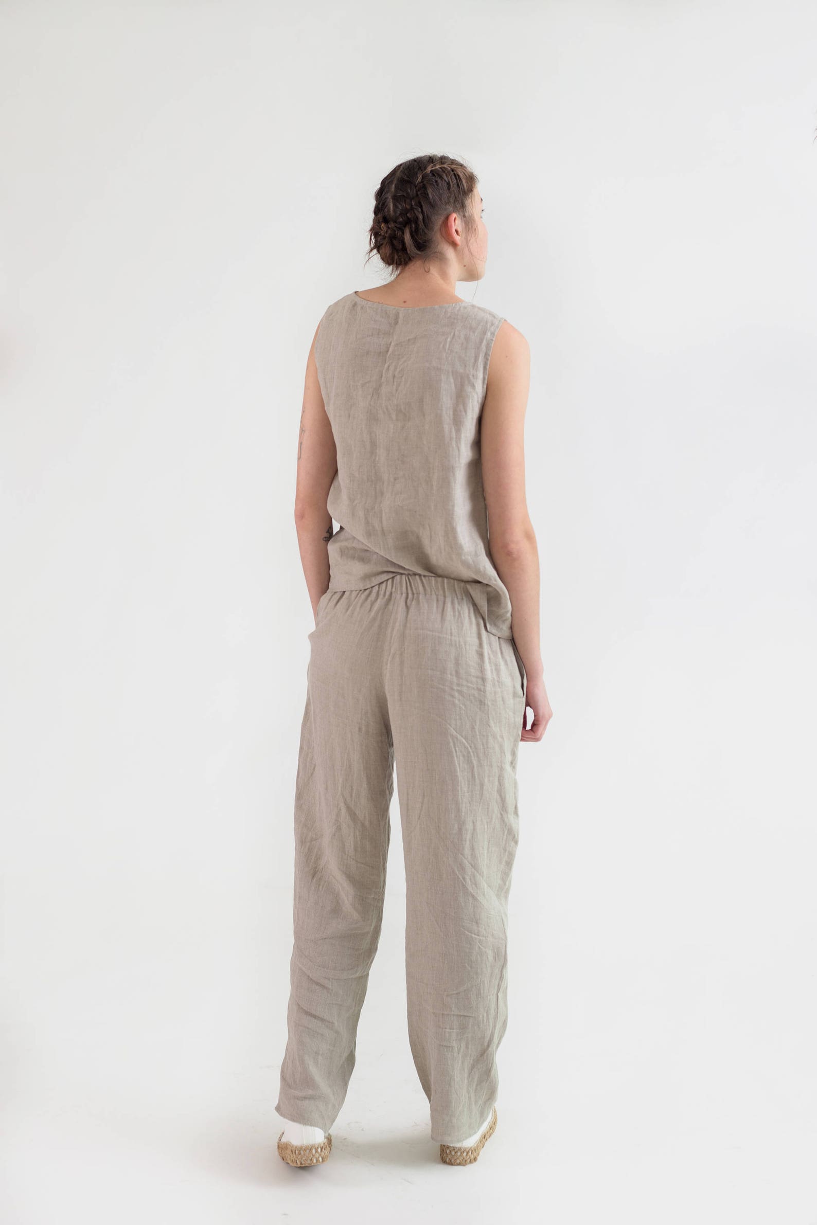 Loose Linen Pants With Pockets Women. Elastic Waist Linen Trousers ...