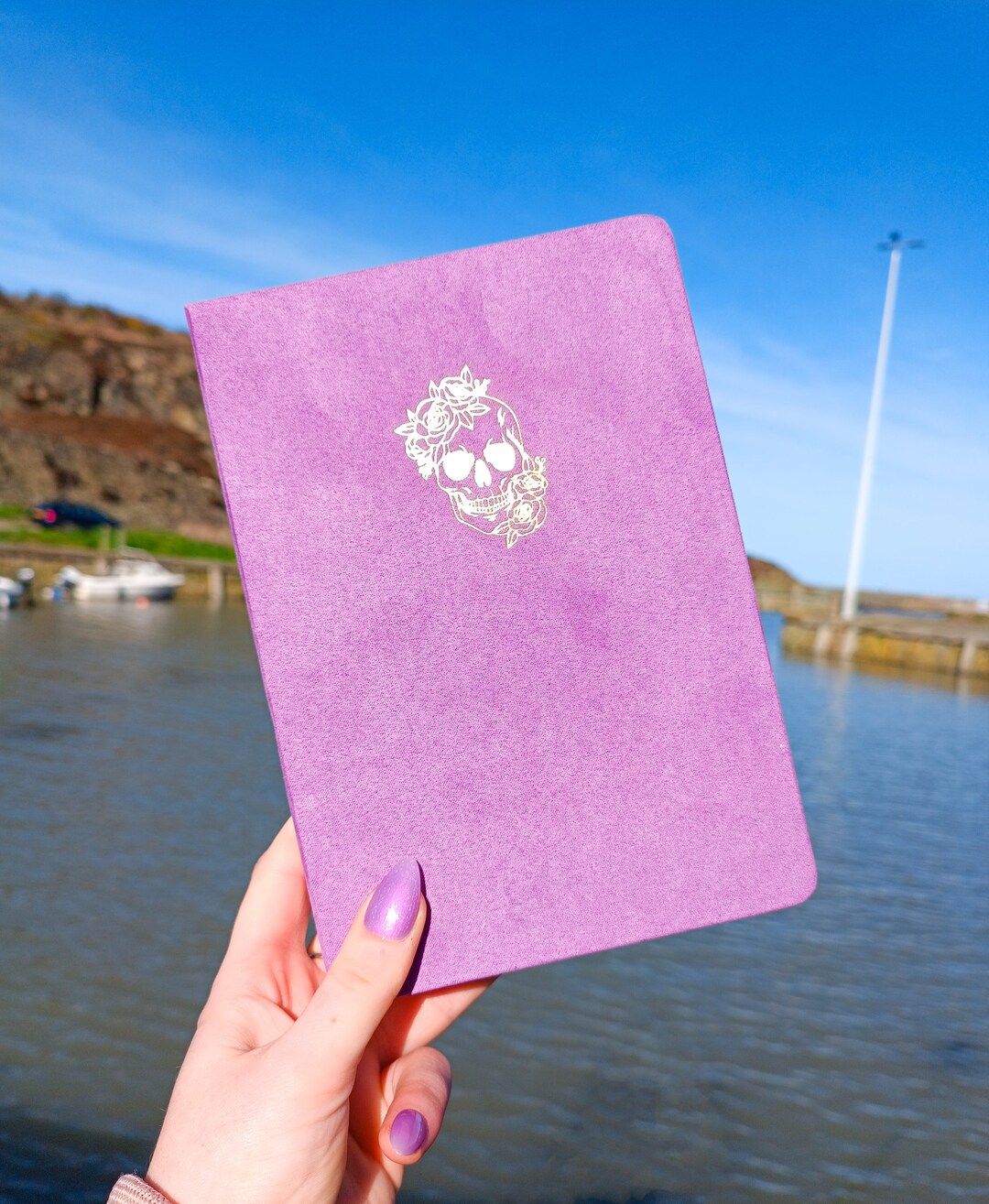 Gold Foil Floral Skull Journal Purple A5 Lay Flat 5mm Dot Grid - Etsy