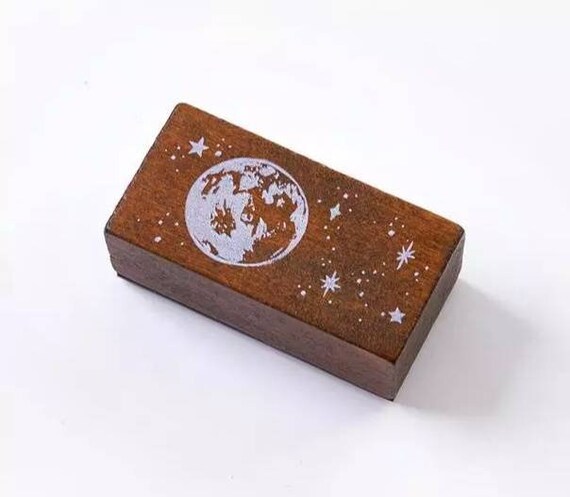 Moon & Stars Stamp Block Night Sky Rubber Stamp Decorative - Etsy