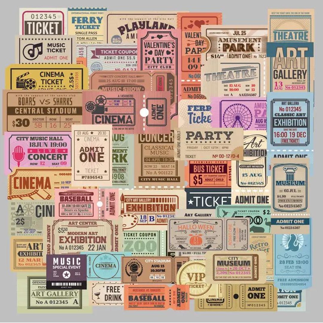 Vintage Style Ticket Stickers for Travel Journal - Etsy