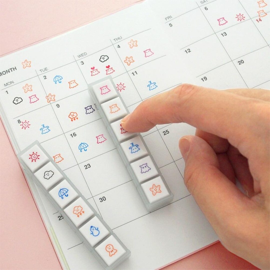 Pochitto 6 Self-inking Push Button Stamps: Perfect for Planners ...