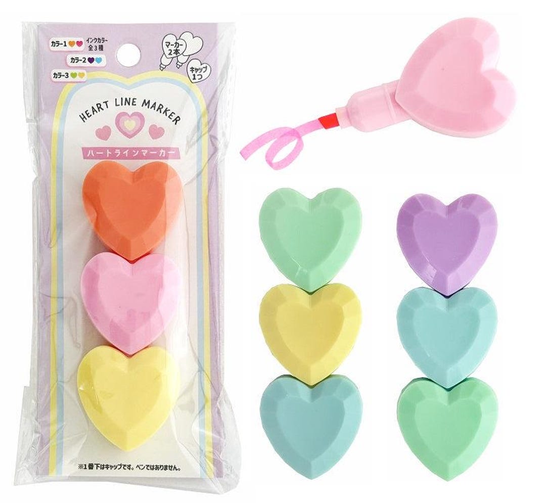 Kawaii Stackable Heart Shaped Mild Colour Highlighter - Etsy