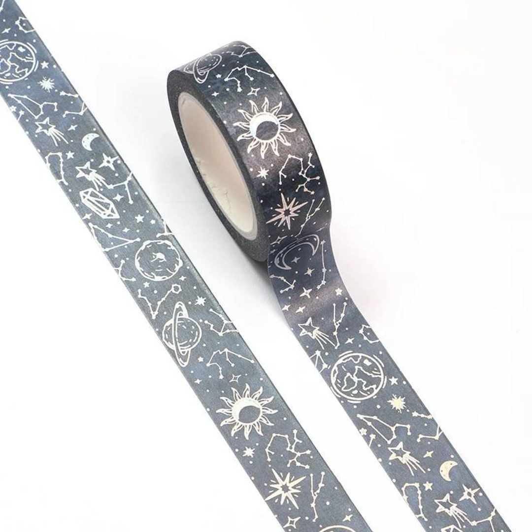 Silver Foil Celestial Washi Tape, Blue Galaxy Decorative Tape - Etsy