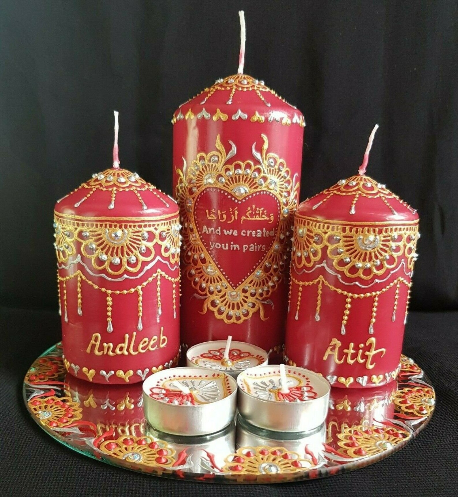 Decorative Personalised Henna Mehndi Candles, Wedding, Christmas ...