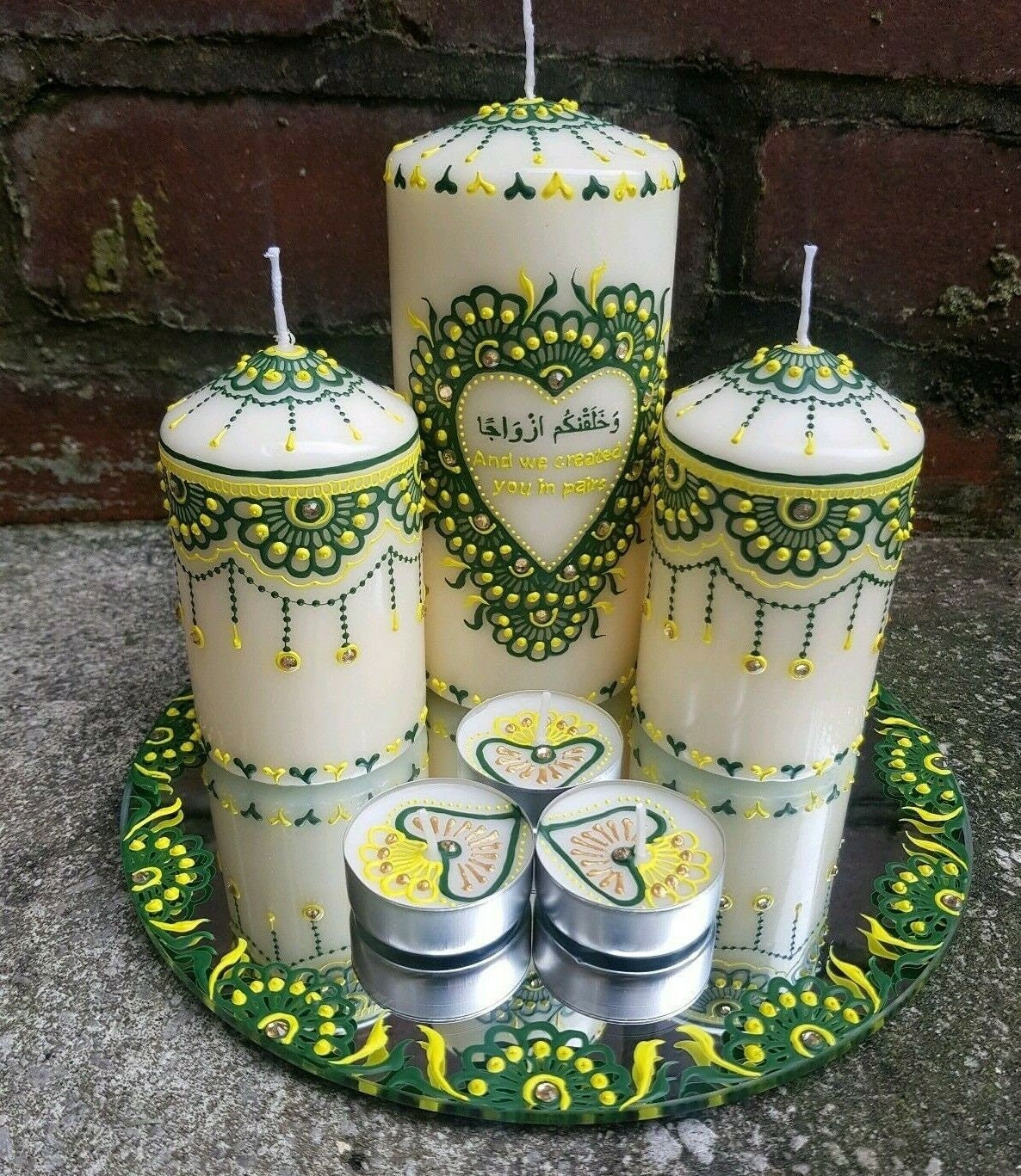 Decorative Personalised Henna Mehndi Candles, Wedding, Christmas ...