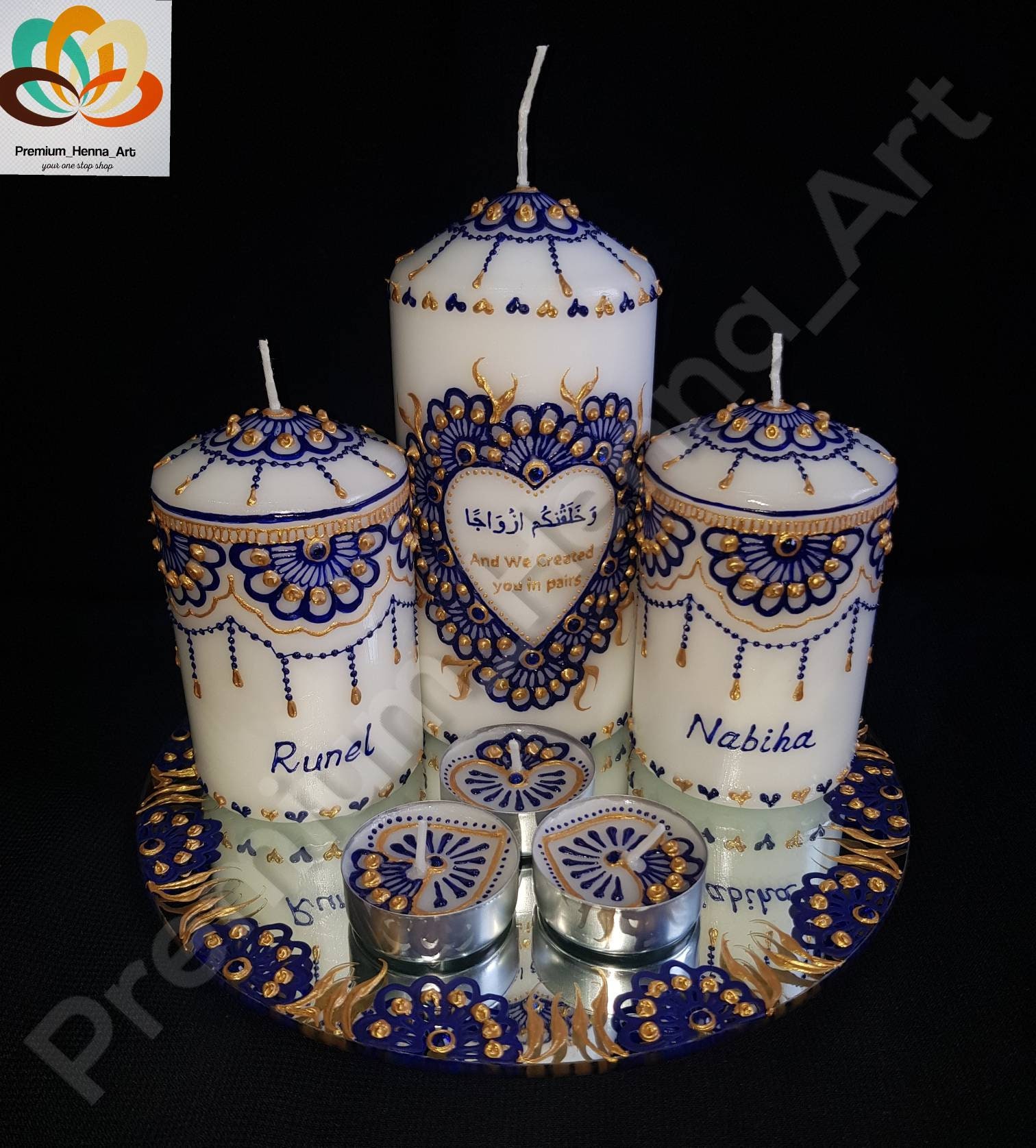Decorative Personalised Henna Mehndi Candles, Wedding, Christmas ...