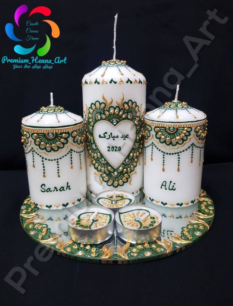Decorative Personalised Henna Mehndi Candles, Wedding, Christmas ...
