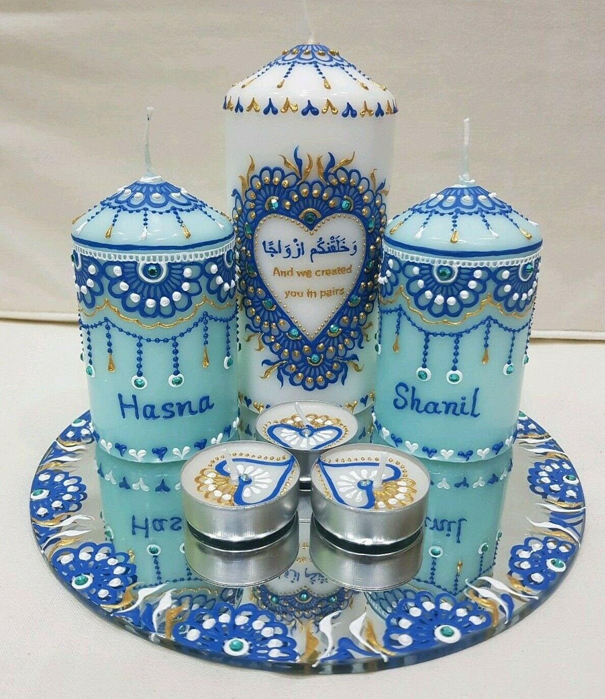 Decorated Personalised Henna Mehndi Candles, Wedding, Christmas ...