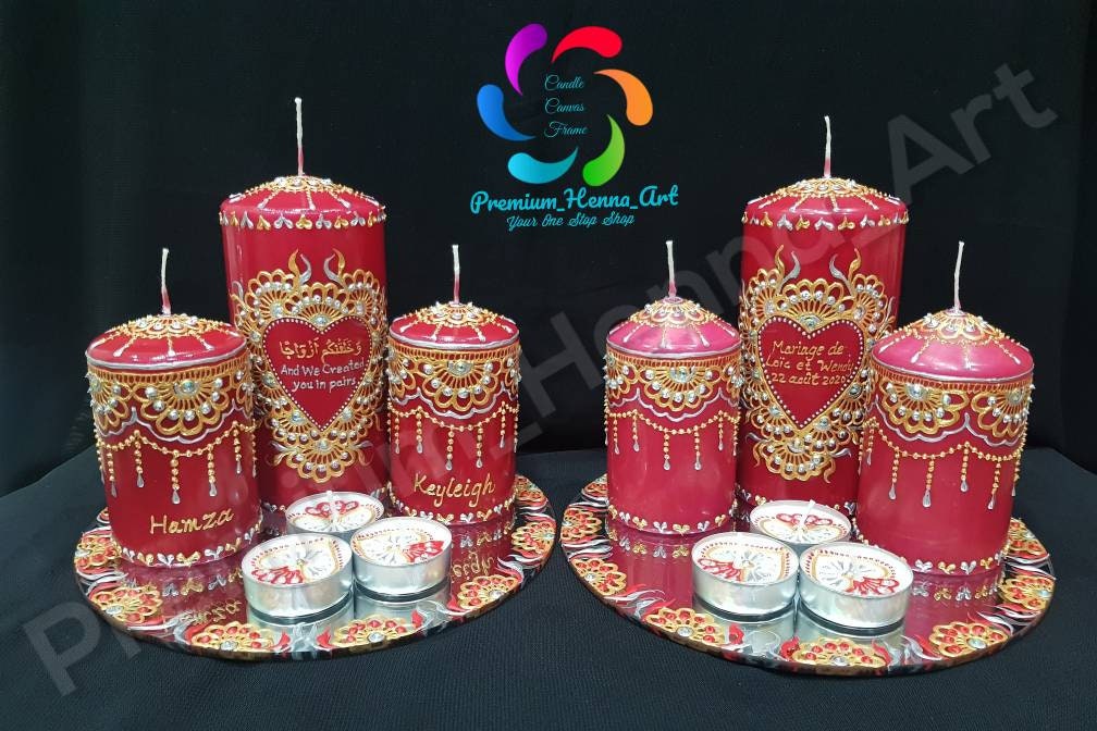 Decorative Personalised Henna Mehndi Candles, Wedding, Christmas ...