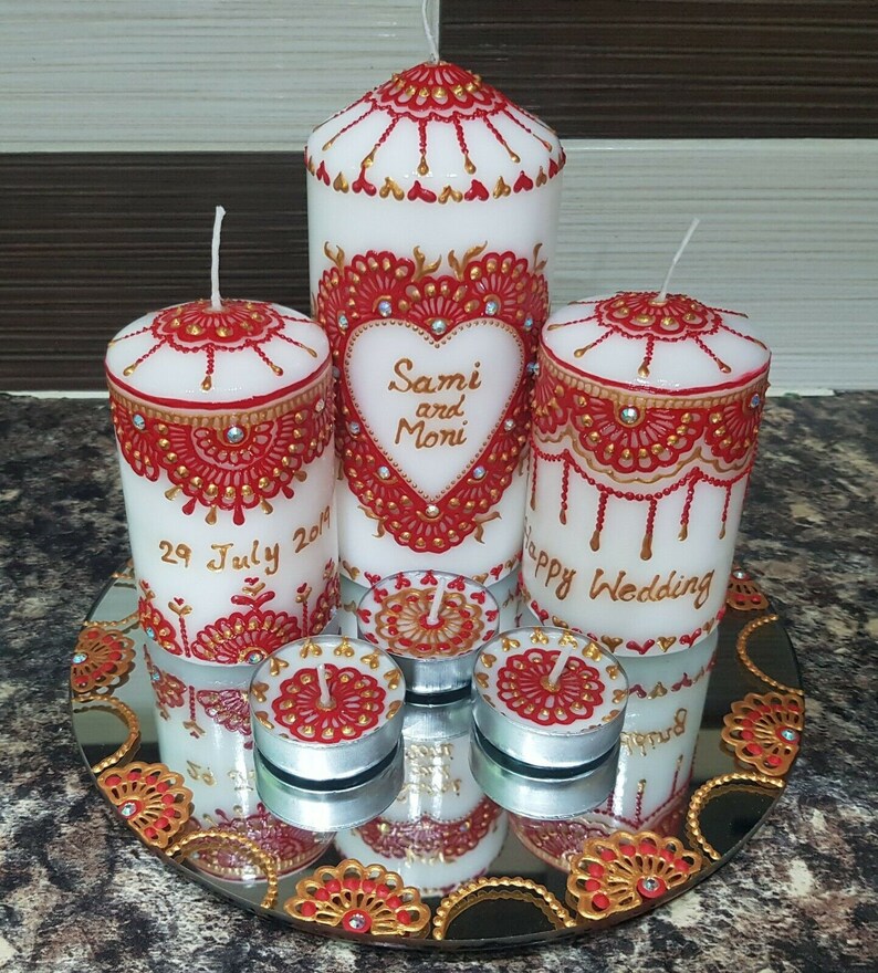 Decorative Personalised Henna Mehndi Candles, Wedding, Christmas ...