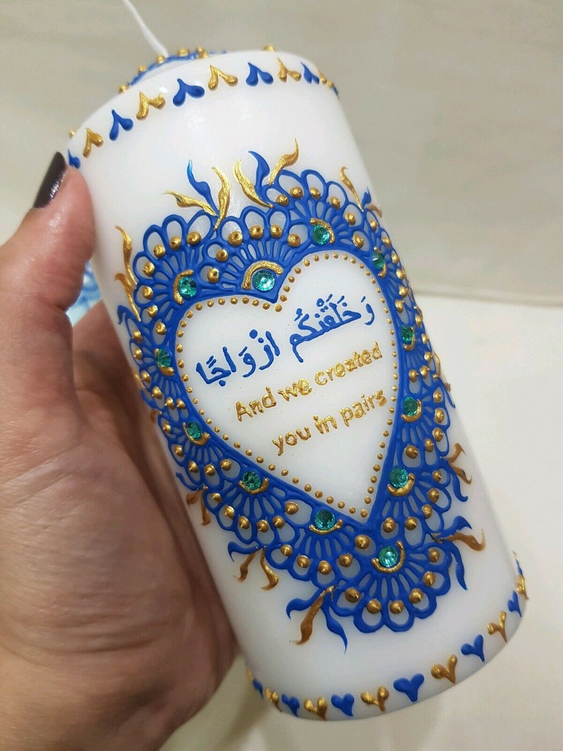 Decorated Personalised Henna Mehndi Candles, Wedding, Christmas ...