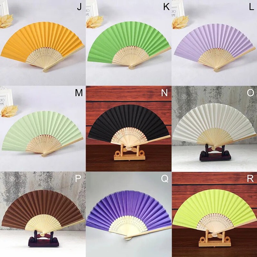 Hand Held Fan Blank White DIY Paper Bamboo Folding Fans for - Etsy