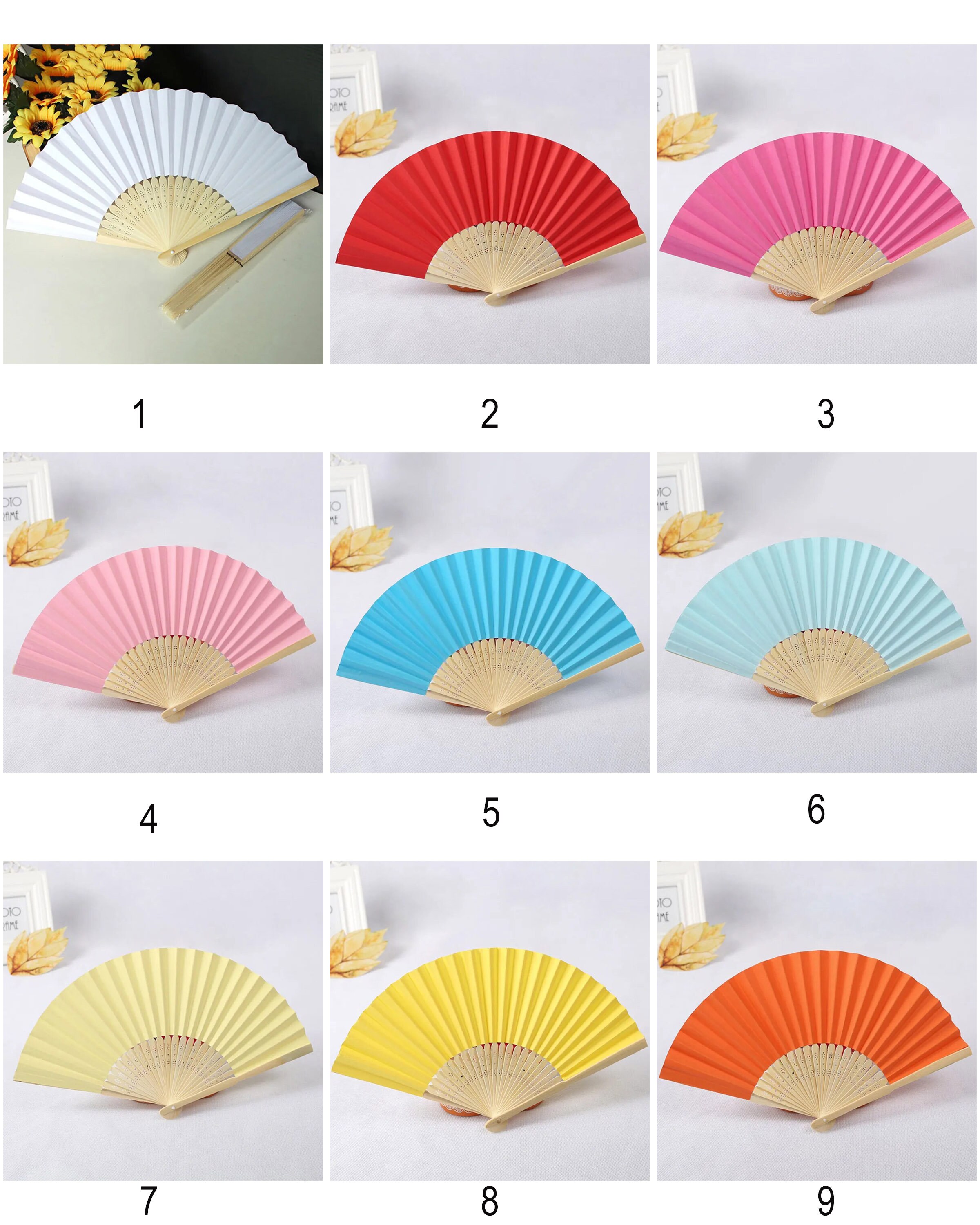 Hand Held Fan Blank White DIY Paper Bamboo Folding Fans for - Etsy