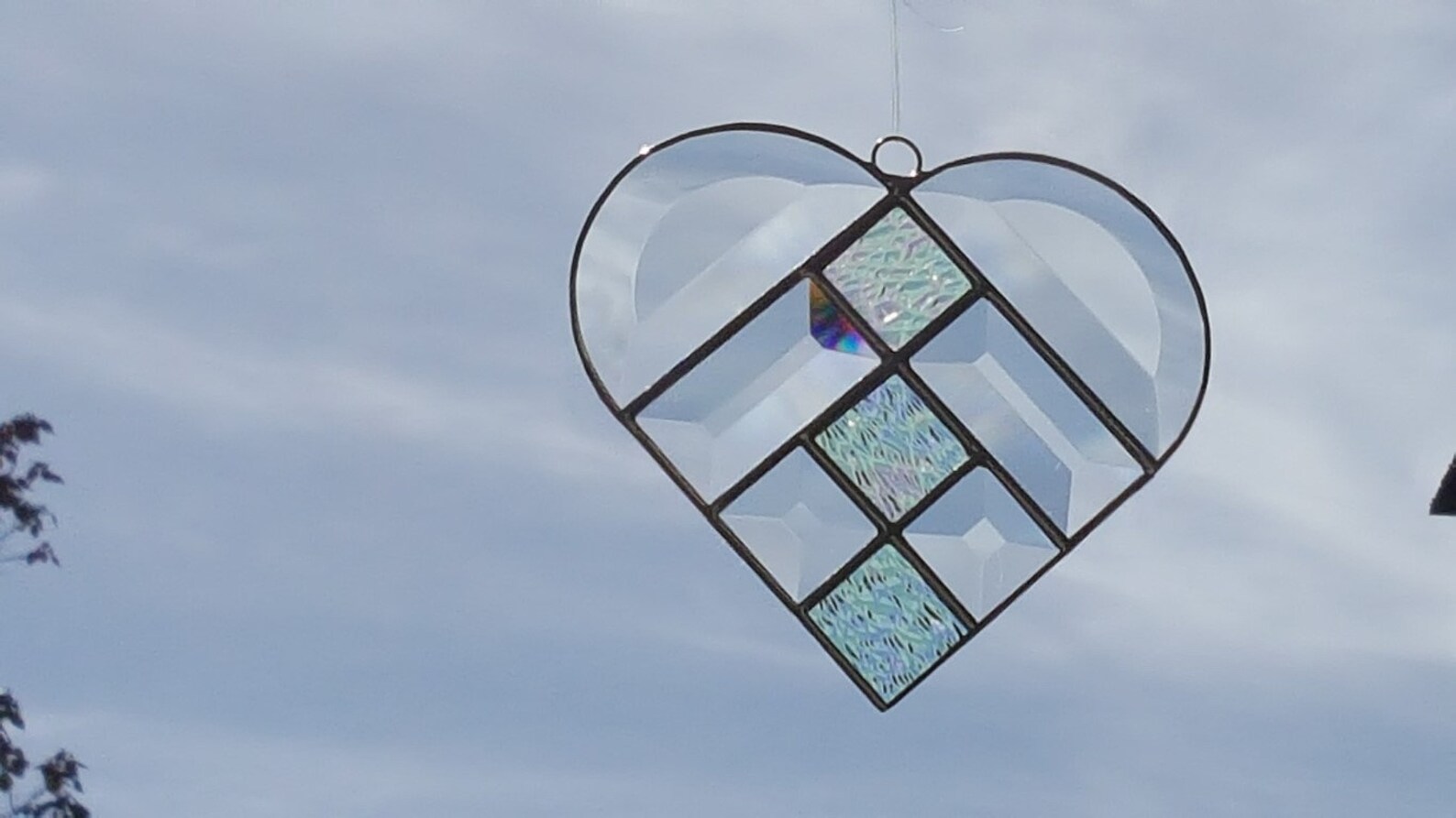 Beveled Glass Heart With Iridescent Accents - Etsy